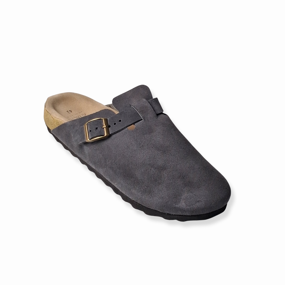 Midnight Gray Clogs Genuine Suede Leather – Attache Bags